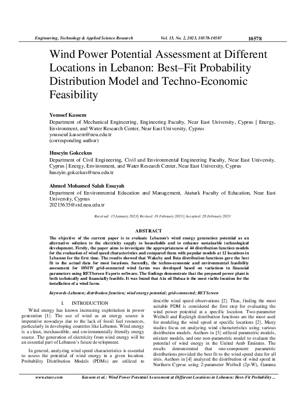 (PDF) Wind Power Potential Assessment at Different Locations in Lebanon ...