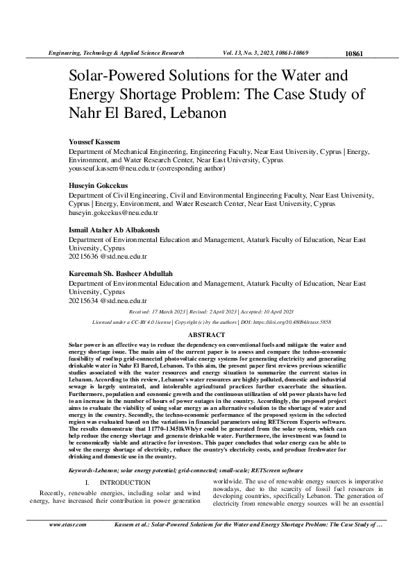 (PDF) Solar-Powered Solutions for the Water and Energy Shortage Problem ...