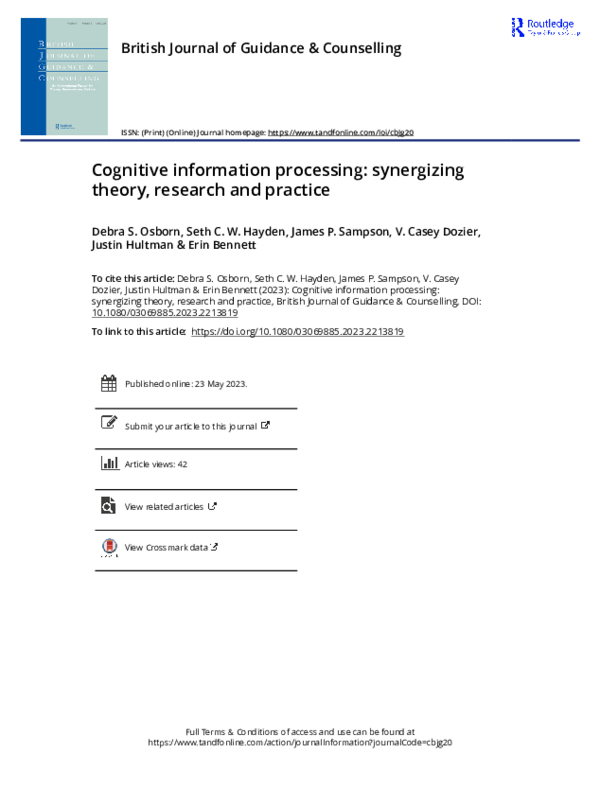 (PDF) Cognitive information processing: synergizing theory, research and practice