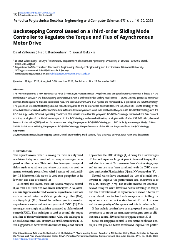 (PDF) Backstepping Control Based on a Third-order Sliding Mode Controller to Regulate the Torque ...