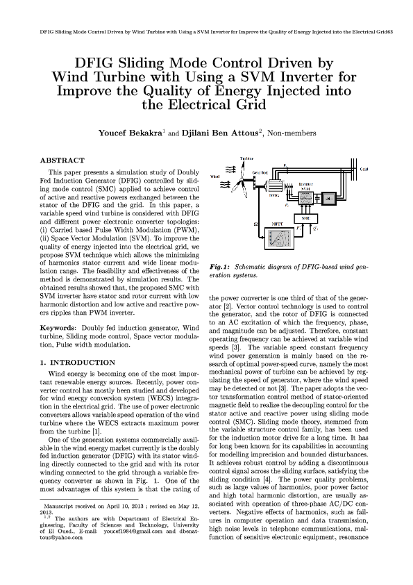 (PDF) DFIG Sliding Mode Control Driven by Wind Turbine with Using a SVM Inverter for Improve the ...