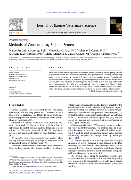 (PDF) Methods of Concentrating Stallion Semen