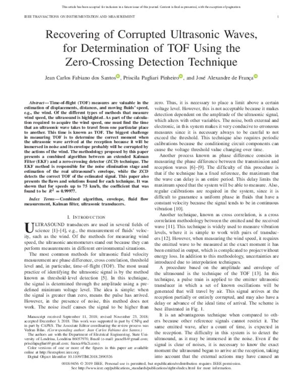 (PDF) Recovering of Corrupted Ultrasonic Waves, for Determination of TOF Using the Zero-Crossing ...