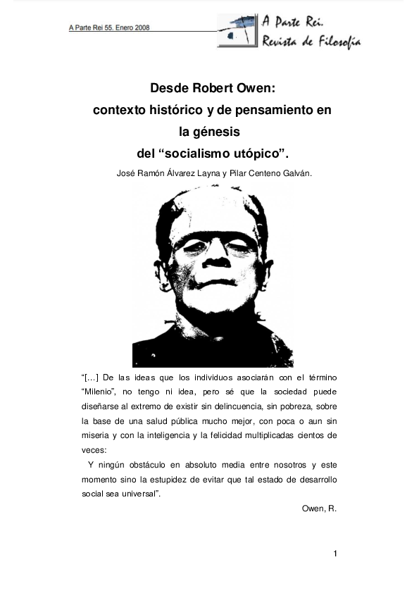 (PDF) Desde Robert Owen: contexto histórico y de pensamiento en la génesis del socialismo utópico