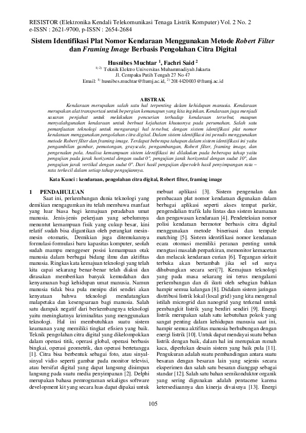 (PDF) Sistem Identifikasi Plat Nomor Kendaraan Menggunakan Metode ...