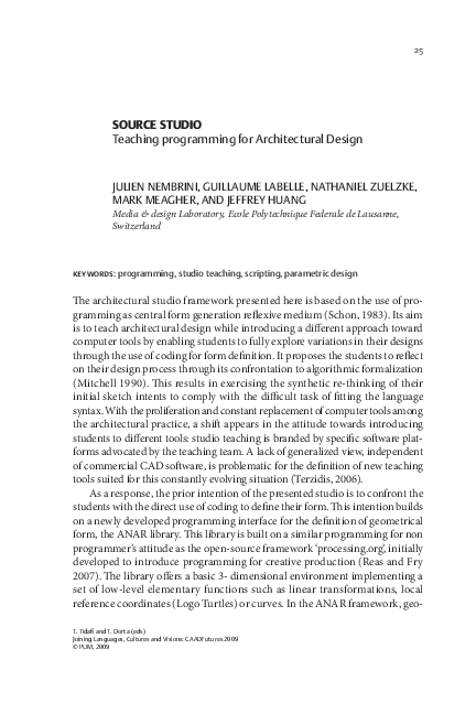 (PDF) Teaching programming for Architectural Design