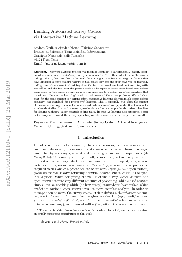 (PDF) Building automated survey coders via interactive machine learning