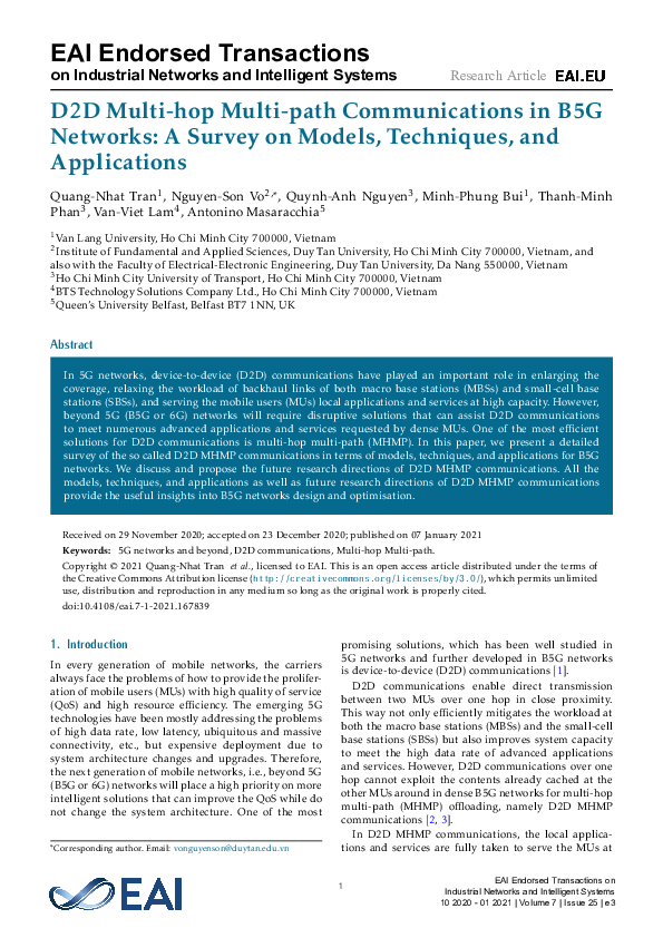 (PDF) D2D Multi-hop Multi-path Communications in B5G Networks: A Survey ...