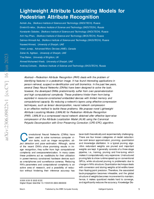 (PDF) Lightweight Attribute Localizing Models for Pedestrian Attribute Recognition