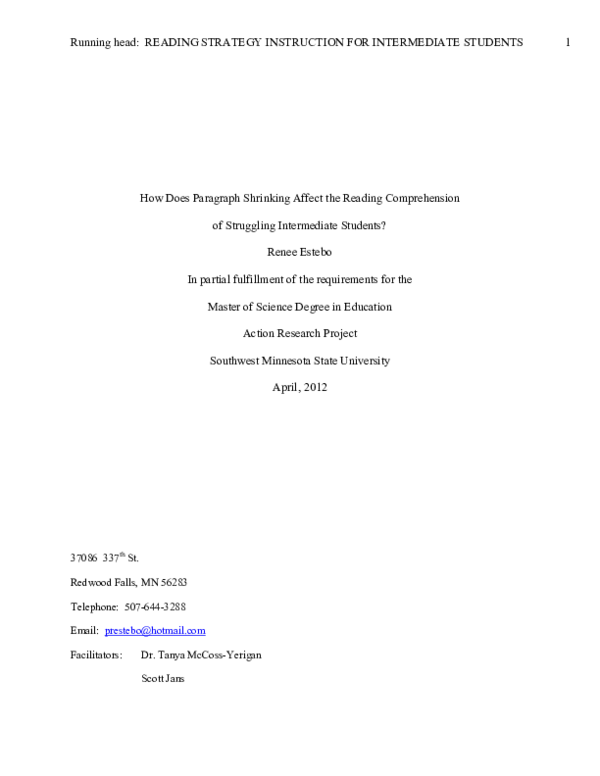 (PDF) FOR INTERMEDIATE STUDENTS 1 How Does Paragraph Shrinking Affect ...