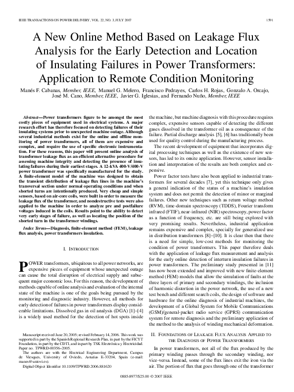 (PDF) A New Online Method Based on Leakage Flux Analysis for the Early Detection and Location of ...