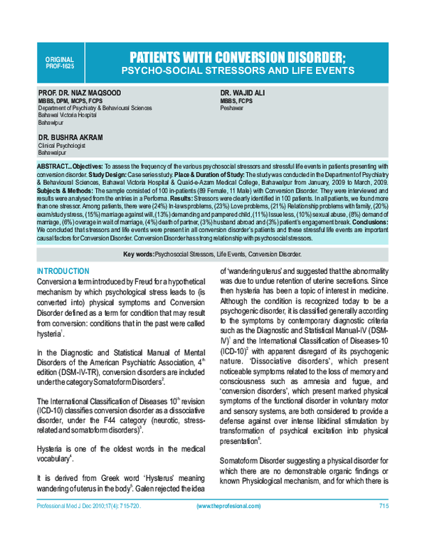 (PDF) Patients with Conversion Disorder