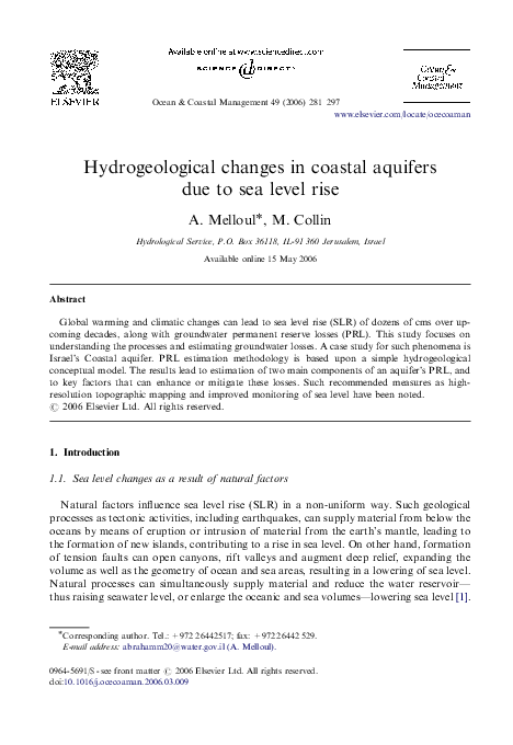 (PDF) Hydrogeological changes in coastal aquifers due to sea level rise