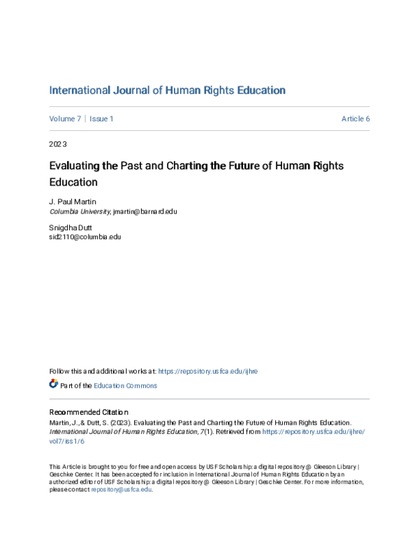(PDF) Evaluating the Past and Charting the Future of Human Rights ...