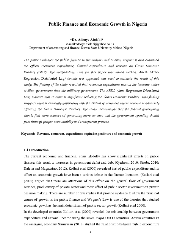 (DOC) Public Finance and Economic Growth in Nigeria | Adeoye Afolabi - Academia.edu