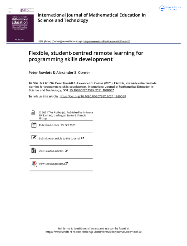 (PDF) Flexible, student-centred remote learning for programming skills ...
