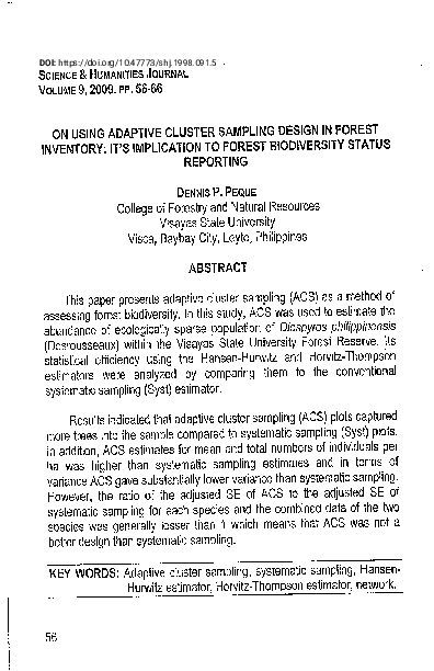 (PDF) On Using Adaptive Cluster Sampling Design in Forest Inventory: It ...