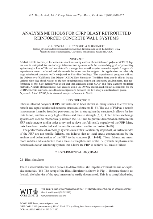 (PDF) Analysis methods for CFRP blast retrofitted reinforced concrete wall systems