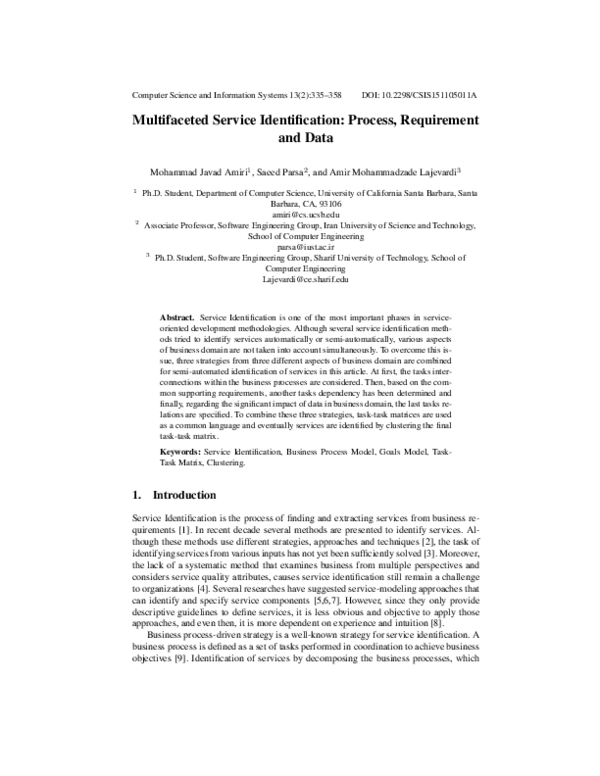 (PDF) Multifaceted service identification: Process, requirement and data