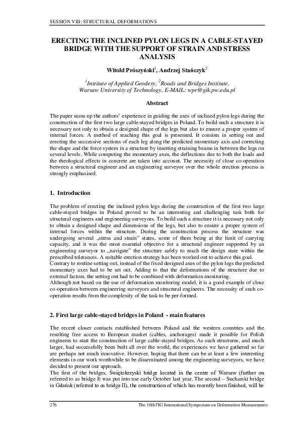 (PDF) Erecting the Inclined Pylon Legs in a Cable-Stayed Bridge with ...