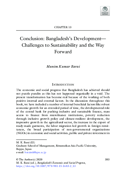 (PDF) Conclusion: Bangladesh’s Development—Challenges to Sustainability ...