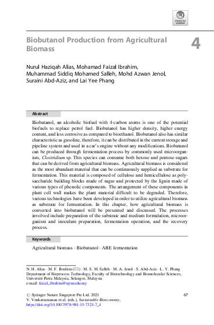 (PDF) Biobutanol Production from Agricultural Biomass