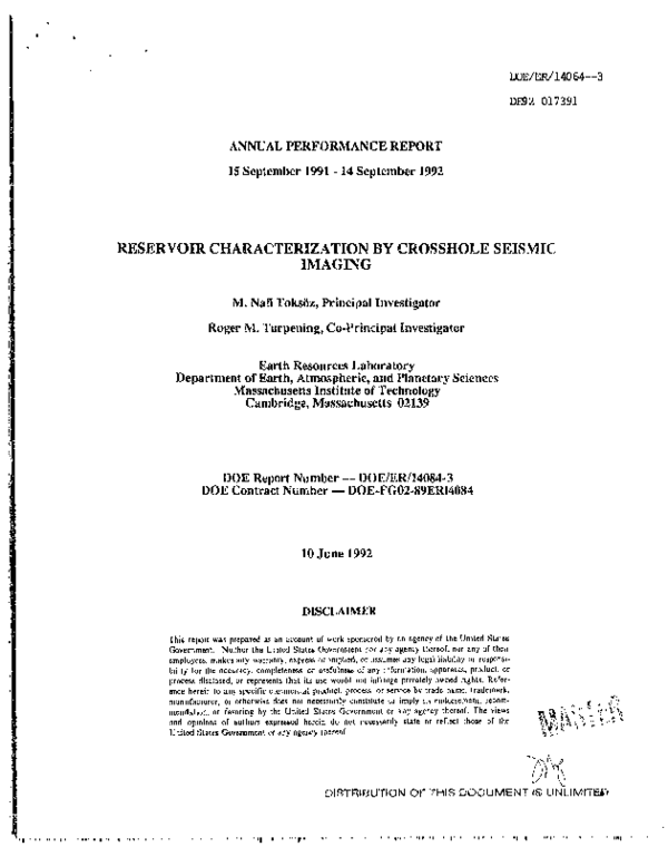 (PDF) Reservoir characterization by crosshole seismic imaging