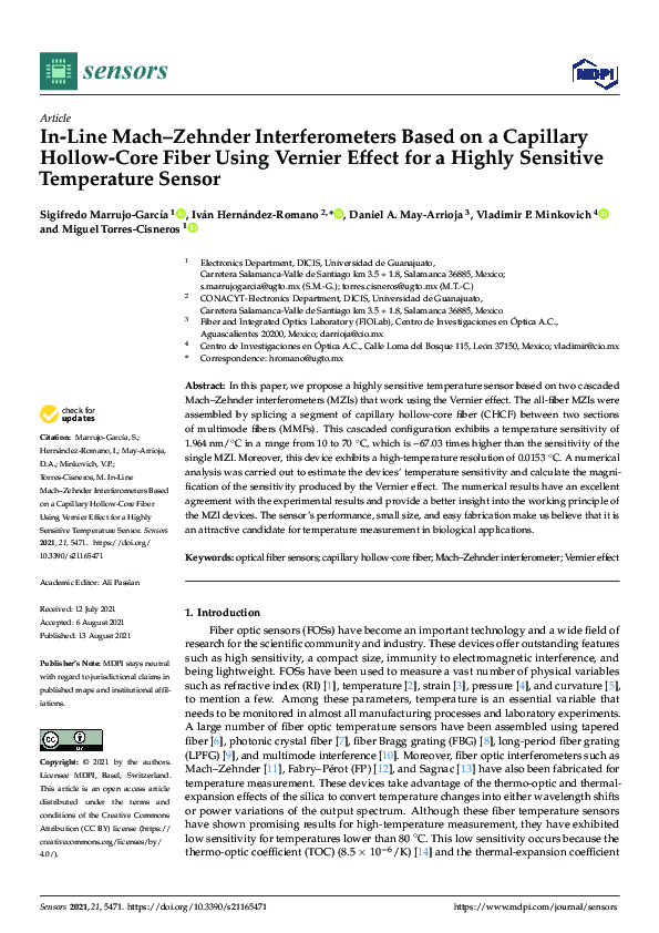 (PDF) In-Line Mach–Zehnder Interferometers Based on a Capillary Hollow-Core Fiber Using Vernier ...