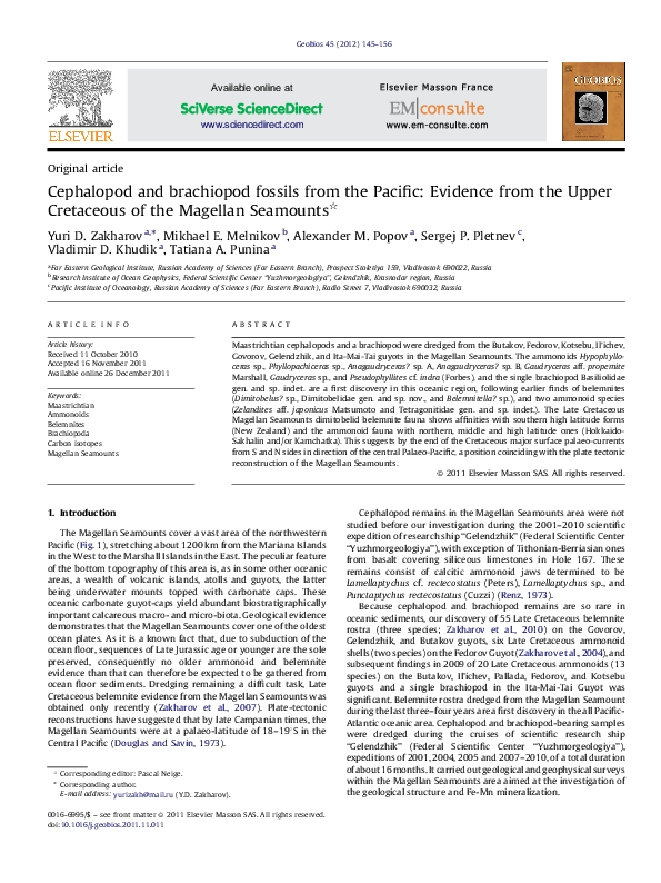 (PDF) Cephalopod and brachiopod fossils from the Pacific: Evidence from ...