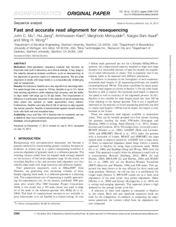 (PDF) Fast and accurate read alignment for resequencing