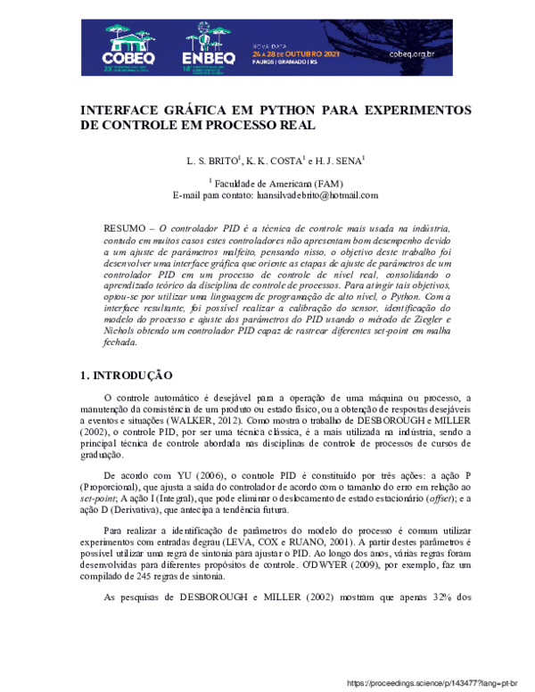 (PDF) Interface Gráfica Em Python Para Experimentos De Controle Em ...