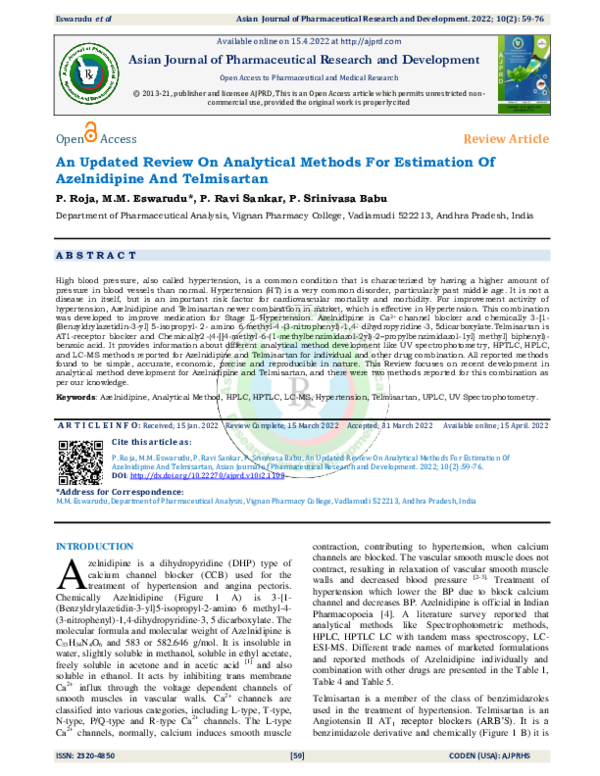 (PDF) Asian Journal of Pharmaceutical Research and Development