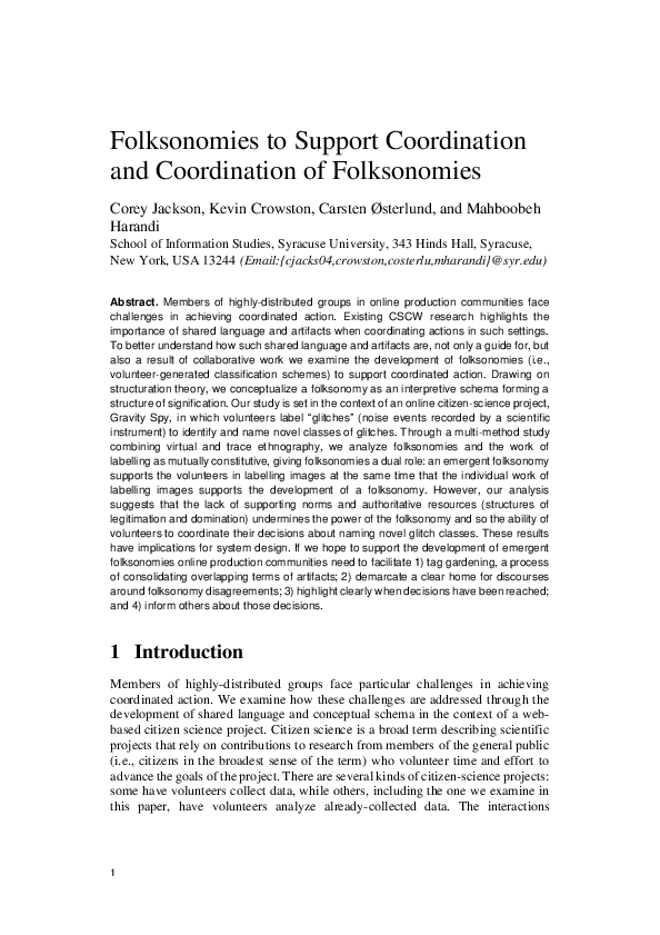 (PDF) Folksonomies to Support Coordination and Coordination of Folksonomies | Mahboobeh Harandi ...