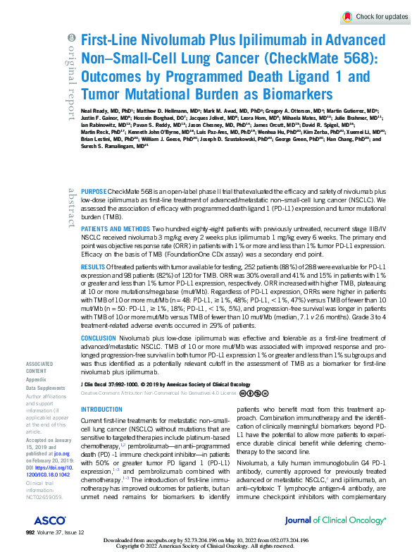 (PDF) First-Line Nivolumab Plus Ipilimumab in Advanced Non–Small-Cell Lung Cancer (CheckMate 568 ...
