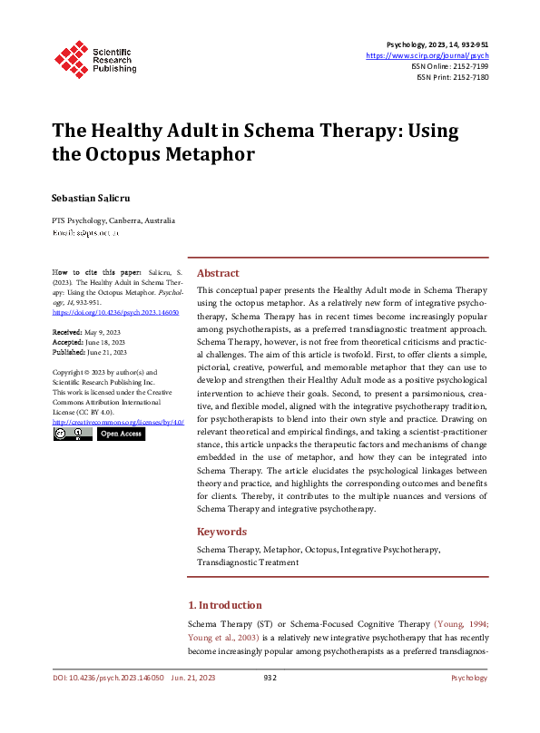 (PDF) The Healthy Adult in Schema Therapy: Using the Octopus Metaphor
