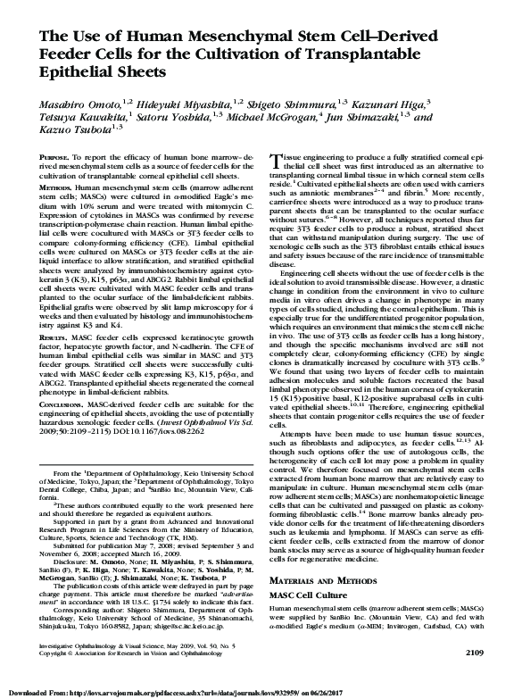 (PDF) The Use of Human Mesenchymal Stem Cell–Derived Feeder Cells for the Cultivation of ...