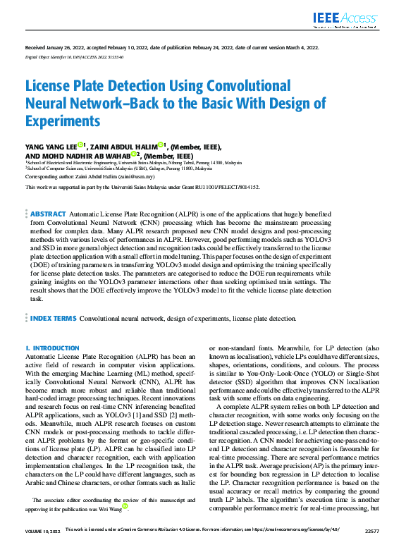Pdf License Plate Detection Using Convolutional Neural Network Back