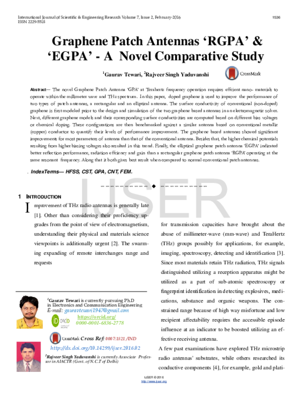 (PDF) Graphene Patch Antennas ‘RGPA’ & ‘EGPA’-A Novel Comparative Study
