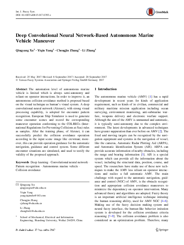 (PDF) Deep Convolutional Neural Network-Based Autonomous Marine Vehicle Maneuver