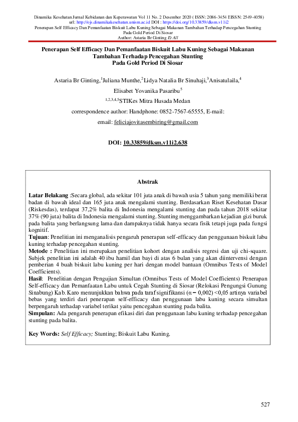 (PDF) Penerapan Self Efficacy Dan Pemanfaatan Biskuit Labu Kuning ...