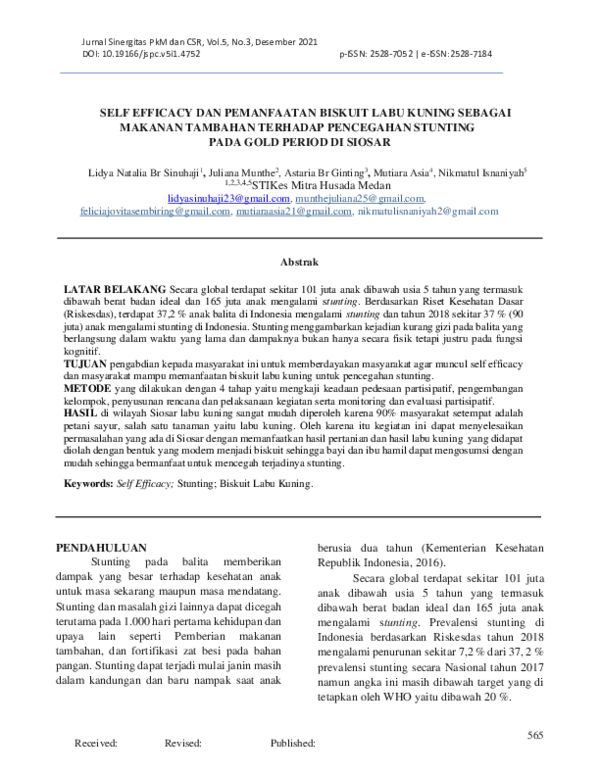 (PDF) Penerapan Self Efficacy Dan Pemanfaatan Biskuit Labu Kuning ...