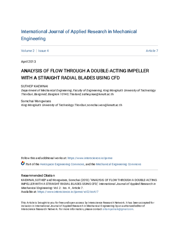 (PDF) Analysis of Flow Through a Double-Acting Impeller with a Straight ...