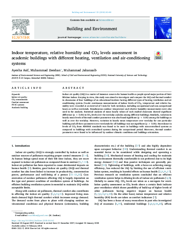 (PDF) Indoor temperature, relative humidity and CO2 levels assessment in academic buildings with ...