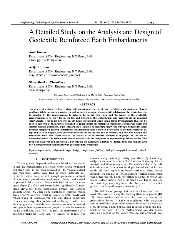 (PDF) A Detailed Study on the Analysis and Design of Geotextile ...