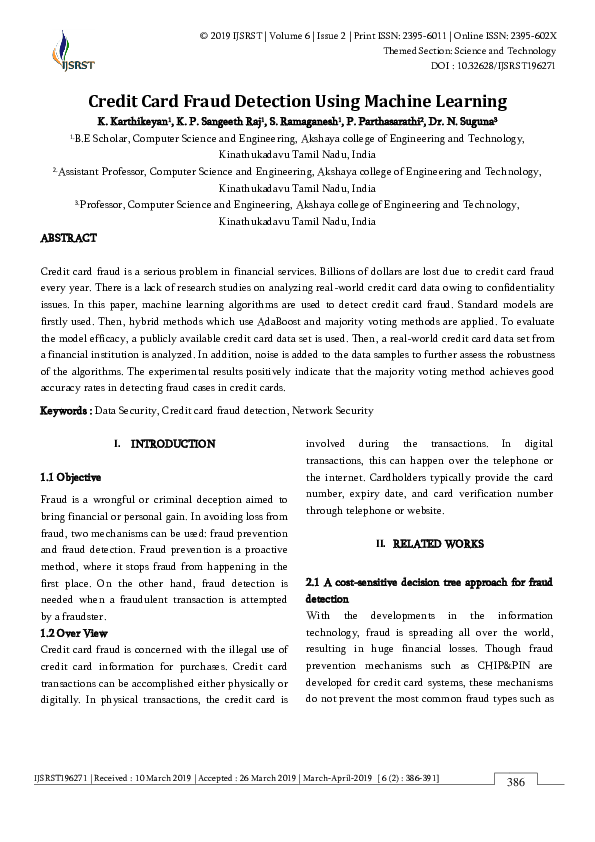 Pdf Credit Card Fraud Detection Based On Machine Learning Algorithms