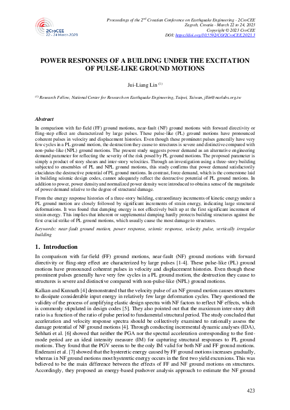 (PDF) Power Responses of a Building Under the Excitation of Pulse-Like ...