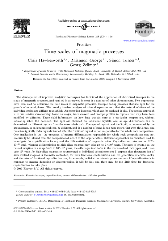 (PDF) Time scales of magmatic processes
