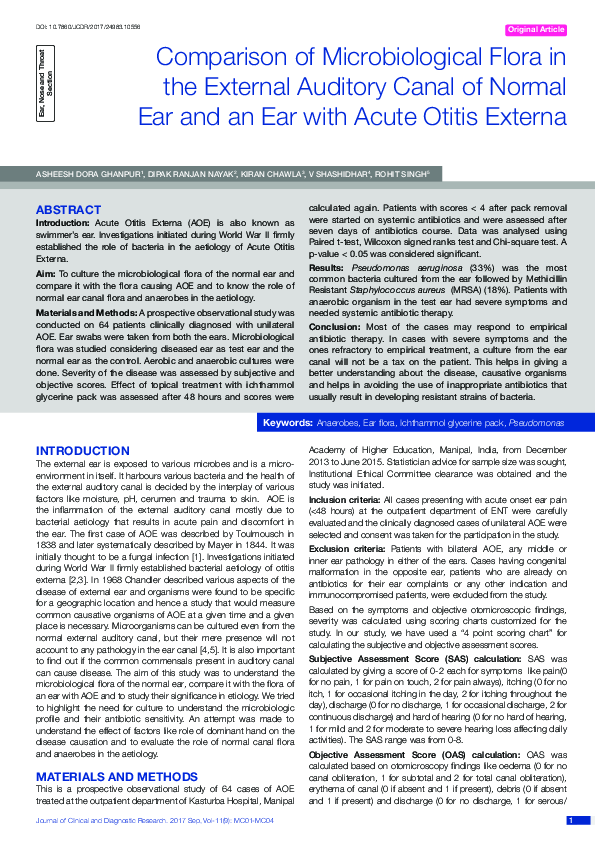 (PDF) Comparison of Microbiological Flora in the External Auditory ...