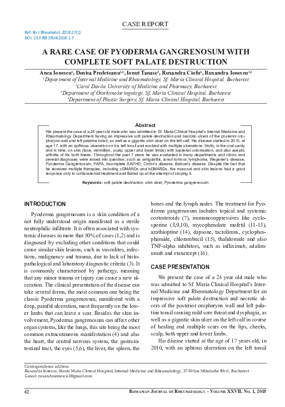 (PDF) A rare case of pyoderma gangrenosum with complete soft palate ...