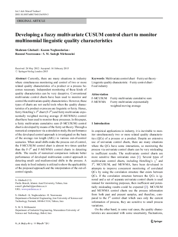 (PDF) Developing a fuzzy multivariate CUSUM control chart to monitor ...